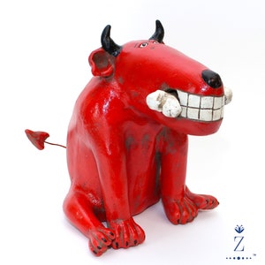 Red Devil Dog Sculpture - Etsy