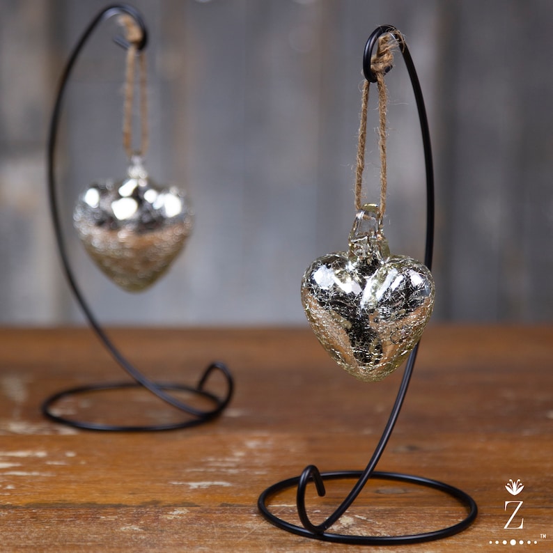 Ornamental Glass Heart With Stand. Standard Glass Colors - Etsy