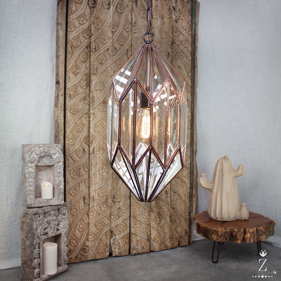 Monroe Pendant Light | Clear Glass Pane and Metal Light Fixture - Etsy