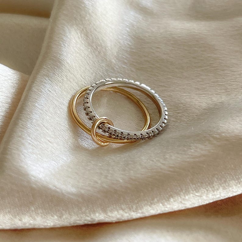14k Gold Filled Multi Ring Set – Two Tone Multi Band Rings With Jump ...
