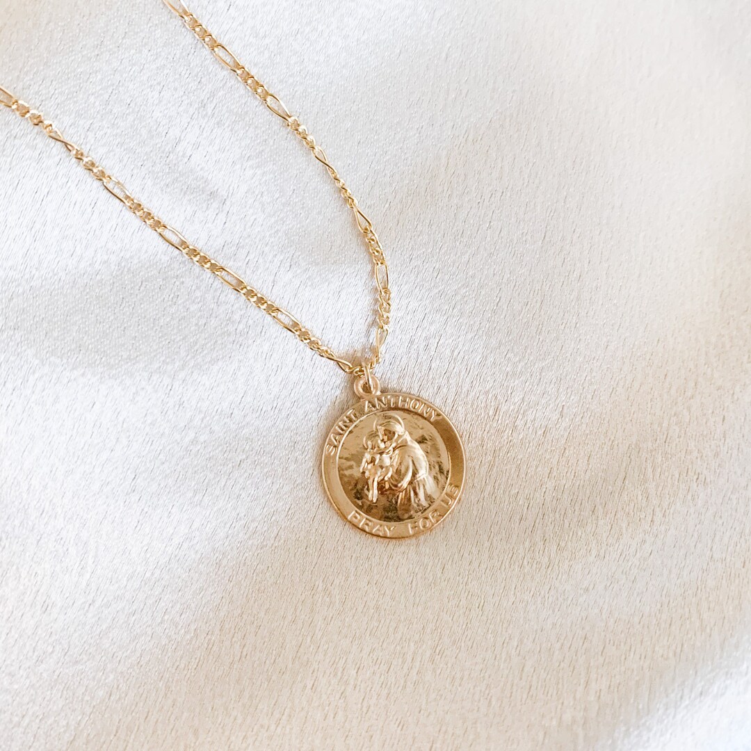 Saint Anthony Coin Necklace – Unisex 14k Gold Filled or Sterling Silver ...