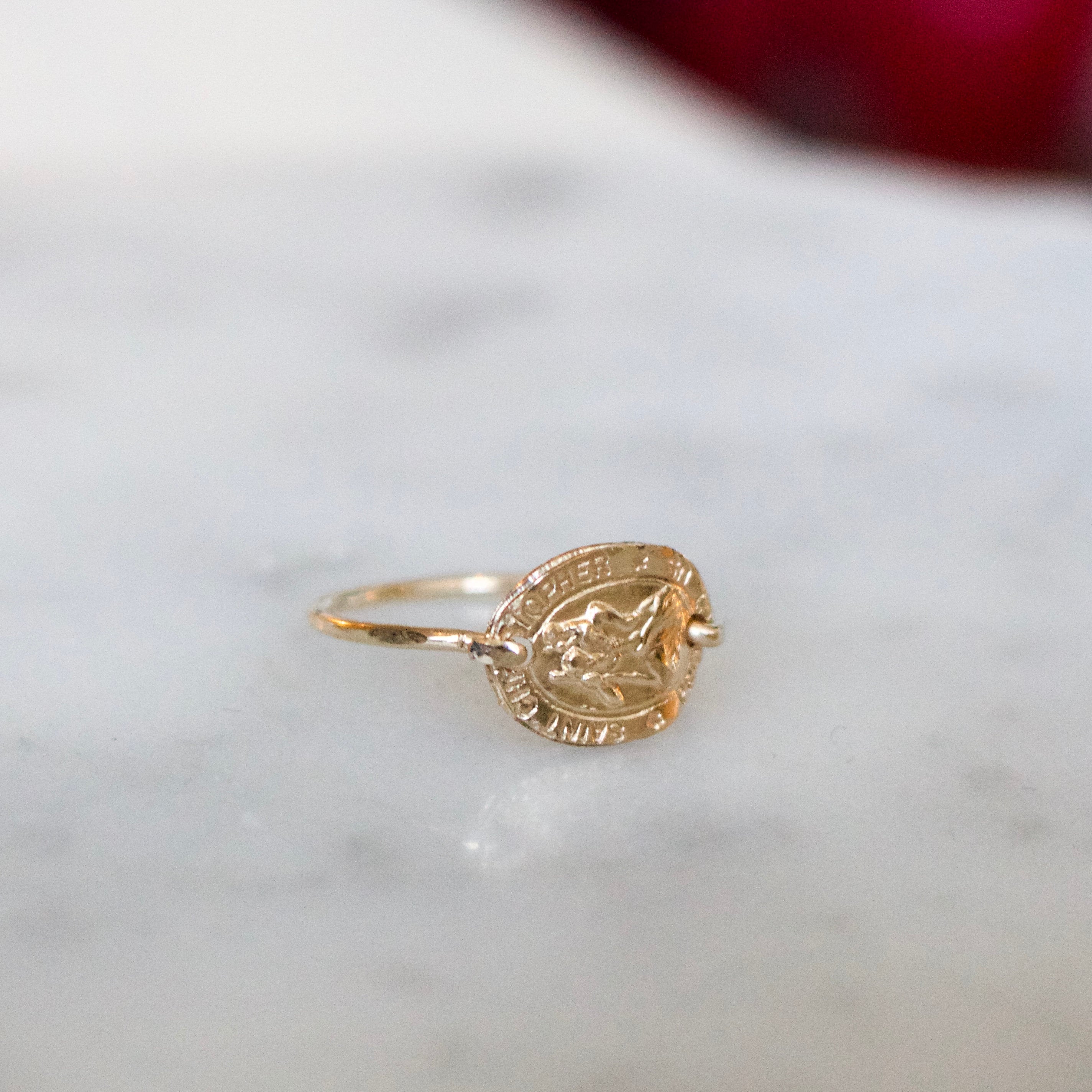 Gold Saint Christopher Ring - Coin Medallion Ring - Gold Filled Saint ...