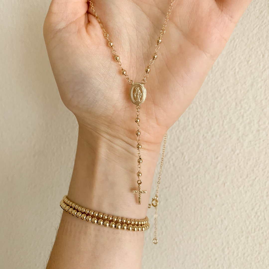 Handcrafted 14k Gold Filled Rosary Necklace – Beaded Catholic Jewelry ...