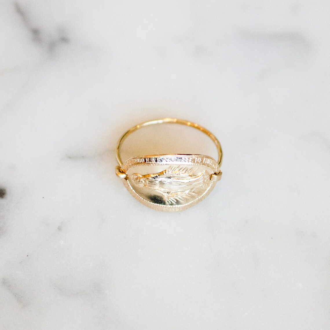 Medallion Ring Virgin Mary Ring Gold Miraculous Medal Ring | Etsy