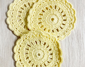 Crochet Doily Light Yellow - Etsy