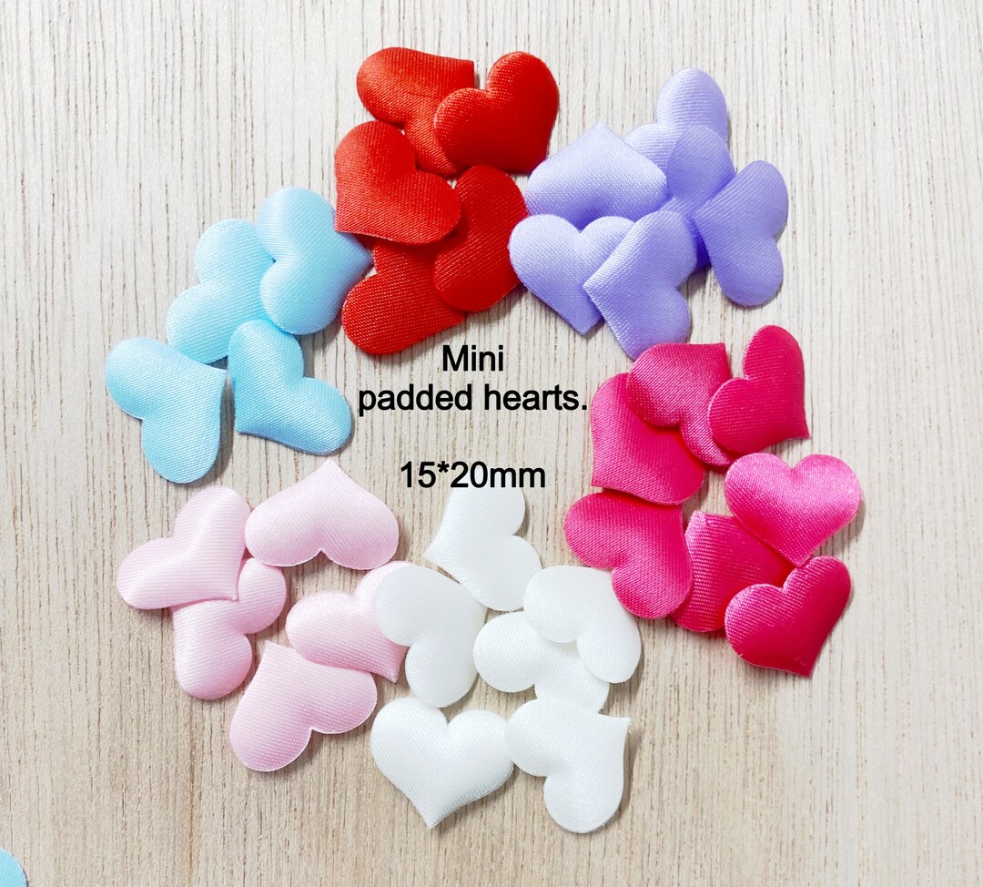 Mini Fabric Hearts, Slightly Padded, Silky Hearts, Baby Shower, Sewing ...