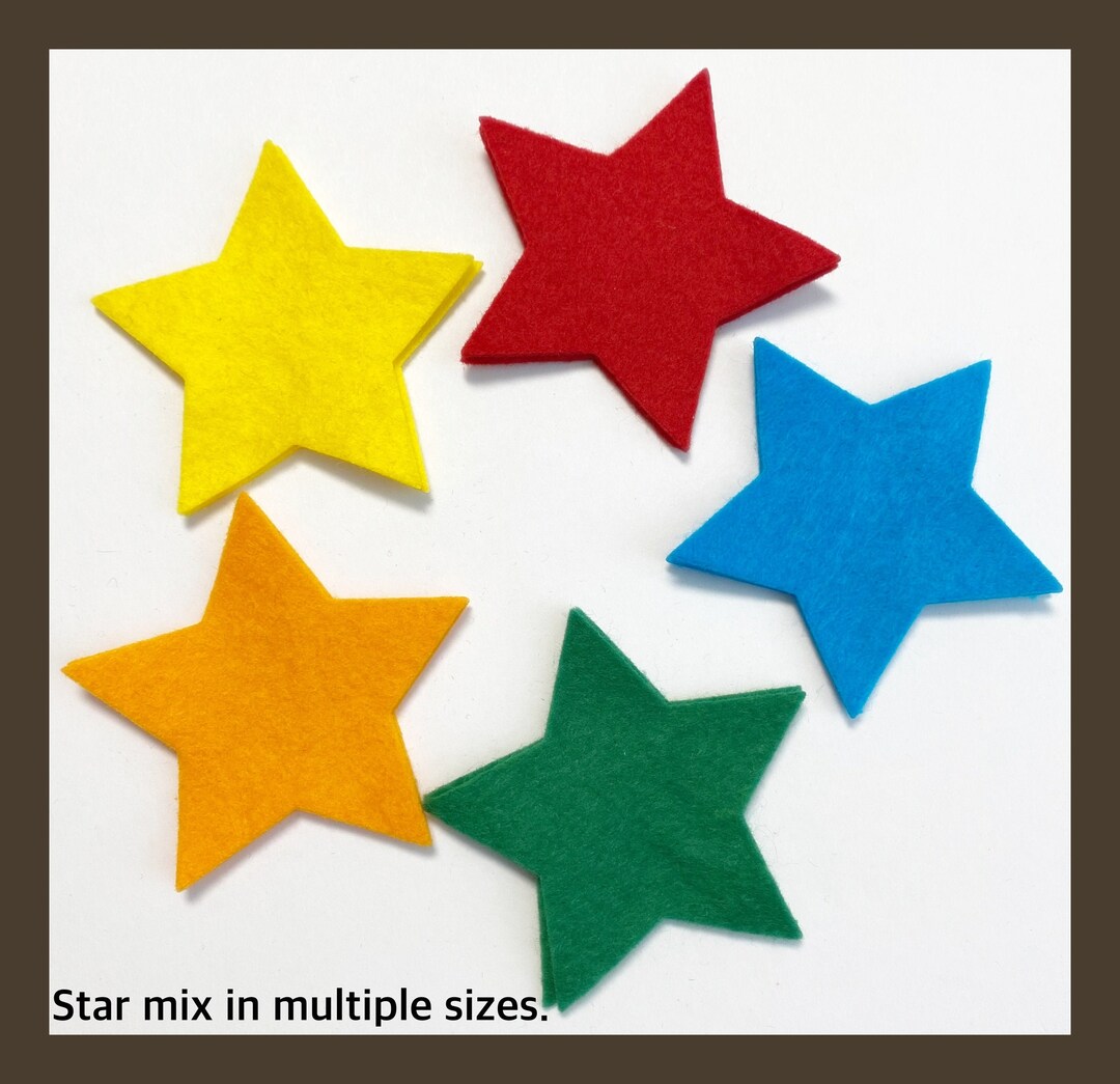 Felt Star Mix, Choose Size, Die Cut Cut Outs, Craft Supplies Star Patch ...
