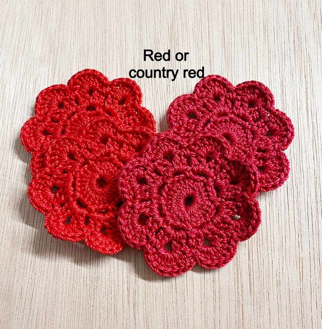Red Crochet Doilies, READY to SHIP, THICK Cotton Thread, Doily, Craft ...