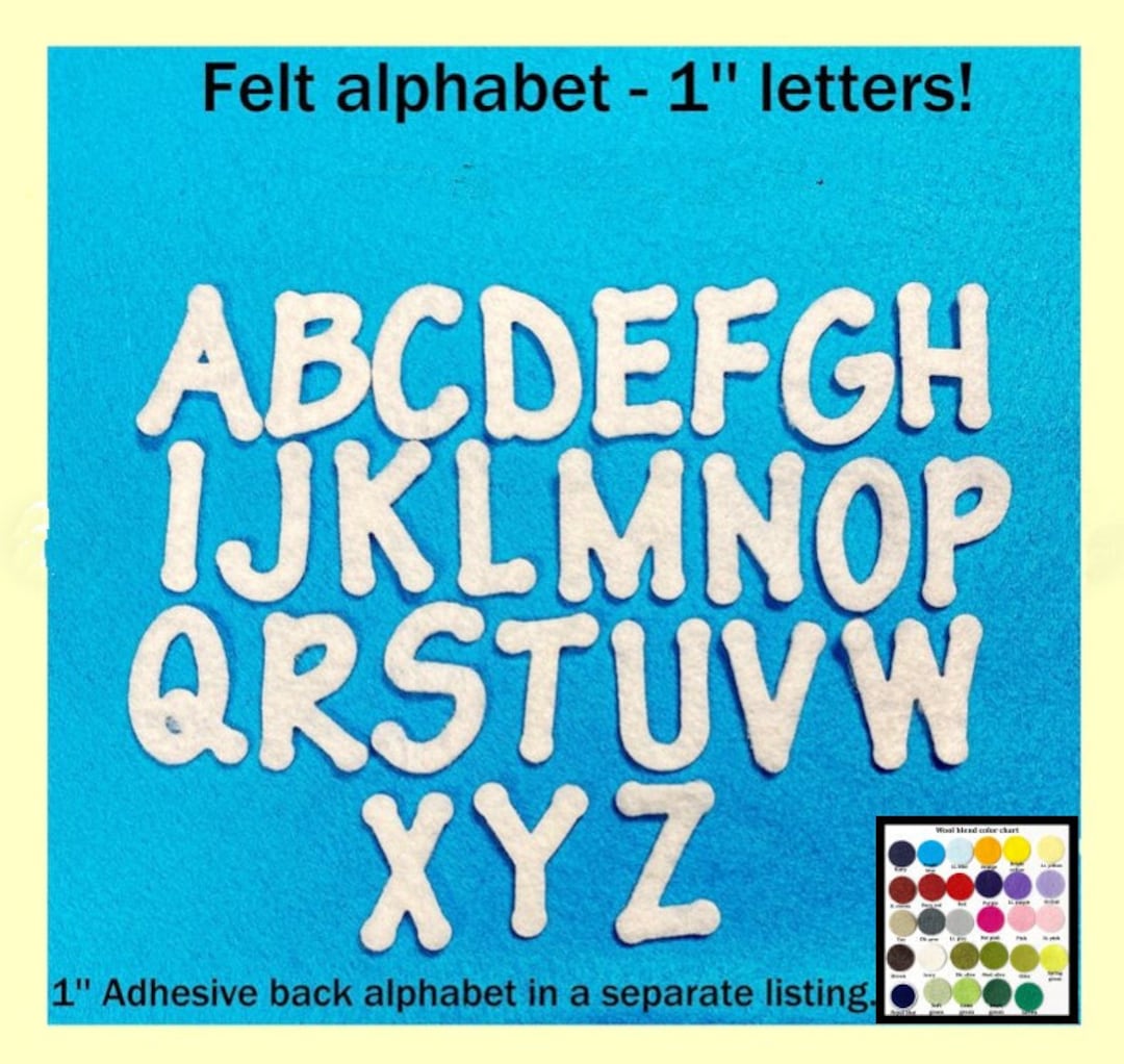 1'' Felt Alphabet, Choose Color, 26 Letters A-Z, 1 Inch Letters, Full ...