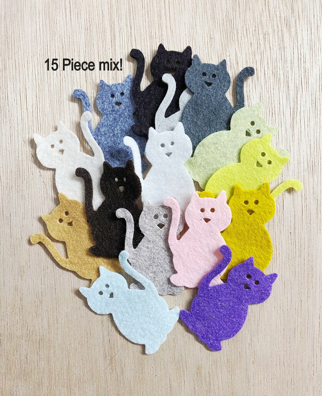 15 Felt Cats, Mix, Felt Board, Patch Kids Crafts Die Cut, Sewing Quilt ...