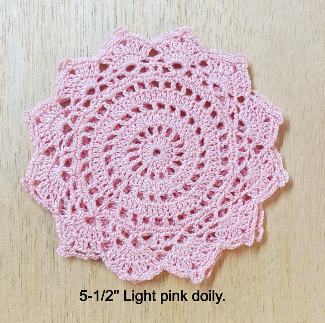 Pink Doily, Pink Coaster, Crochet Round Doily, Light Pink Doilies, 100% ...