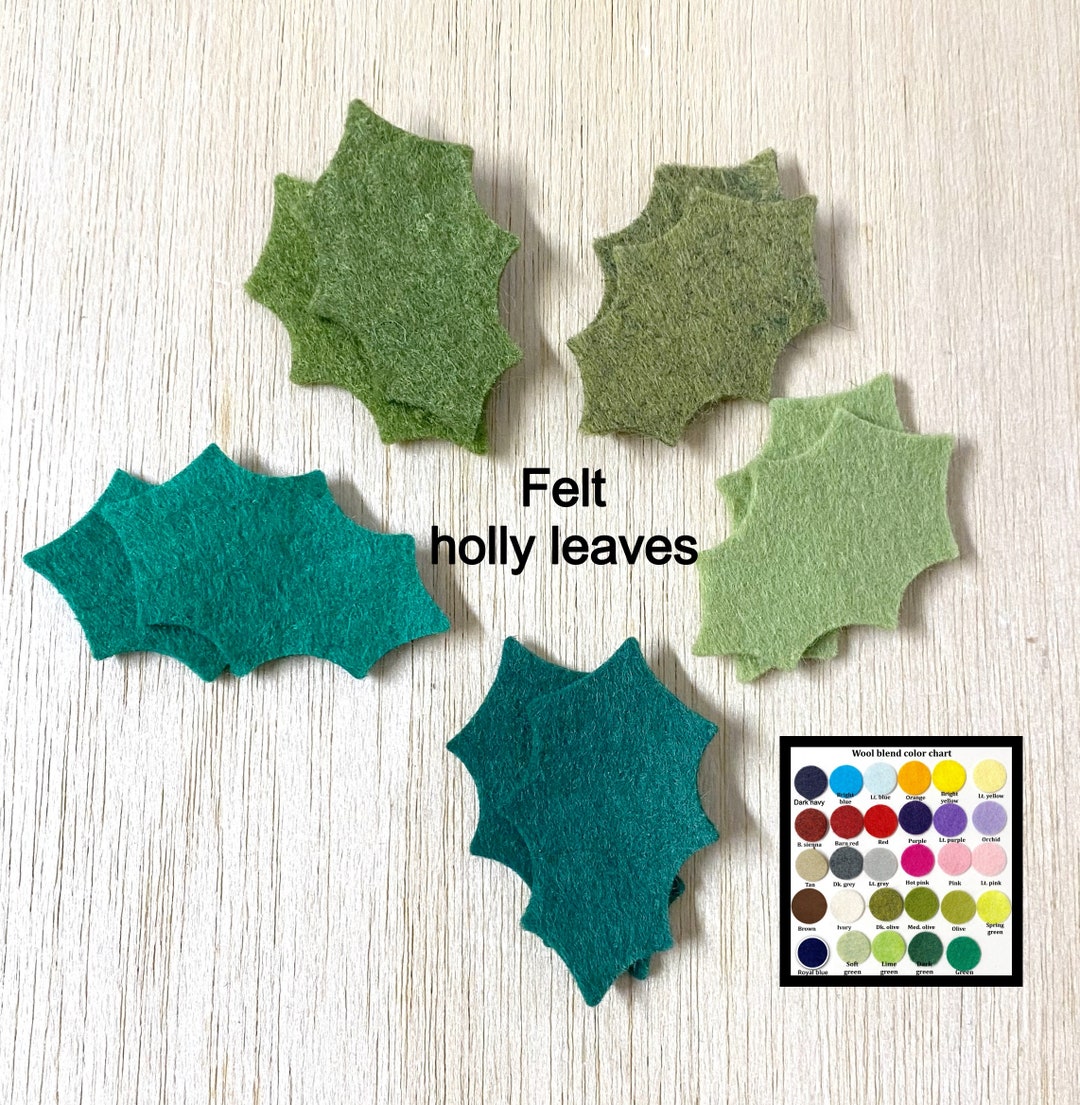 Felt Holly Leaves, Small Holly Leaves, 30 or 50 Pieces, Die Cut Shapes ...