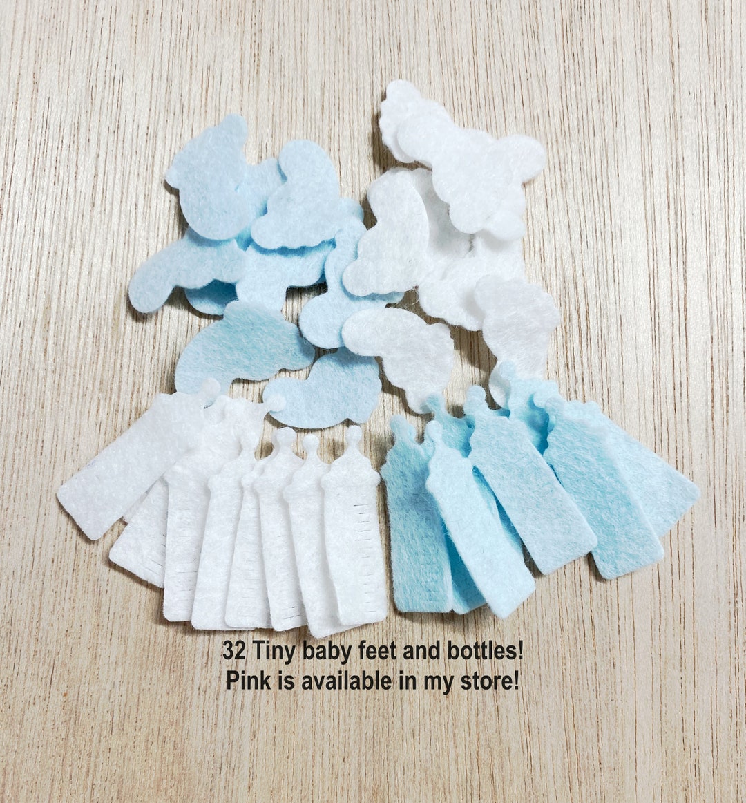 32 Tiny Felt Baby Feet and Bottle Mix Mini Footprint Baby - Etsy