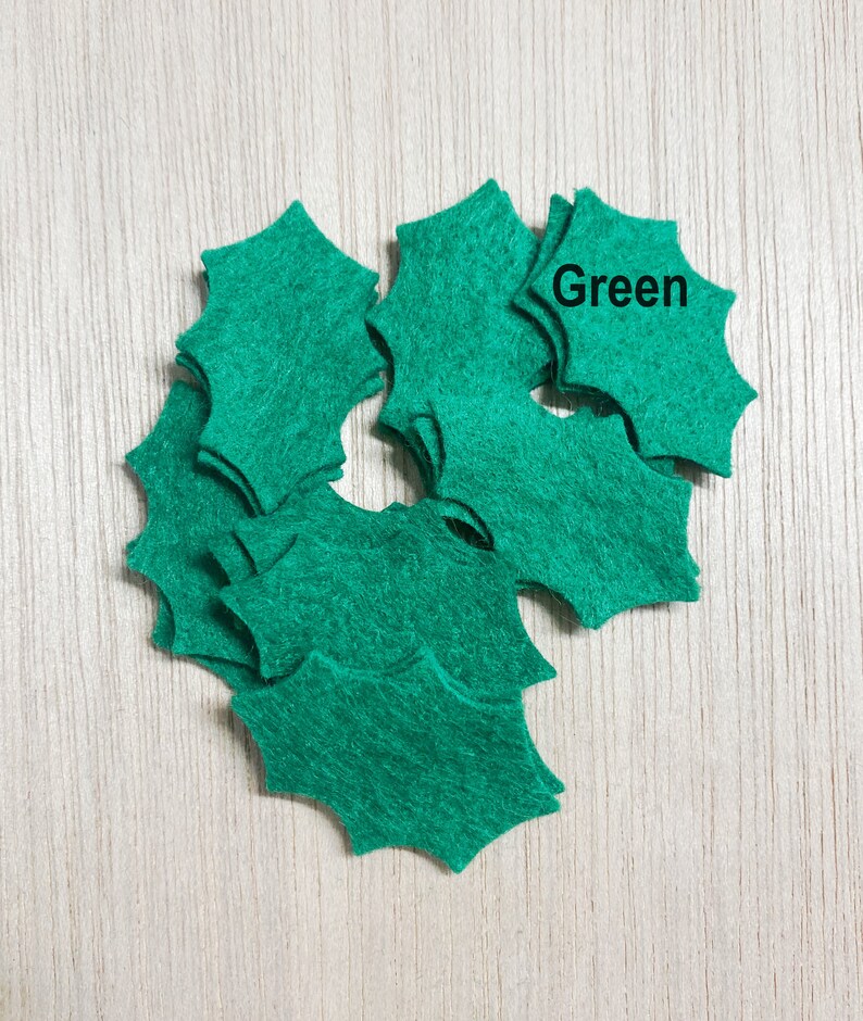 Felt Holly Leaves, Small Holly Leaves, 30 or 50 Pieces, Die Cut Shapes ...