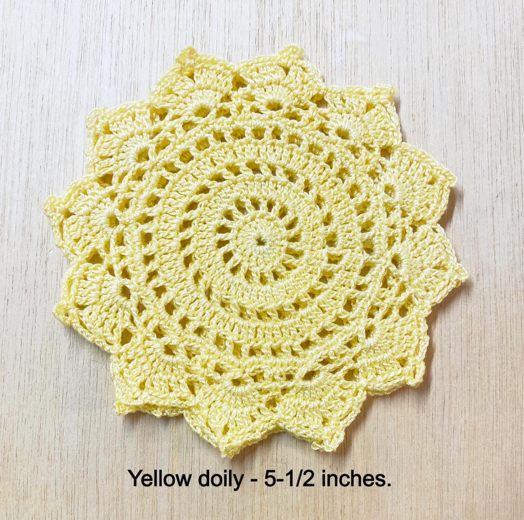 Bright Yellow Crochet Doily, 100% Cotton, 5.5 Inch - Etsy