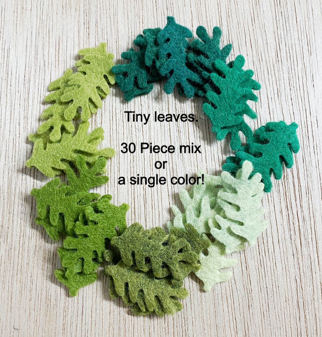VERY SMALL Felt Fern Leaves, Foliage, Leaf Embellishment, Tiny, Die Cut ...