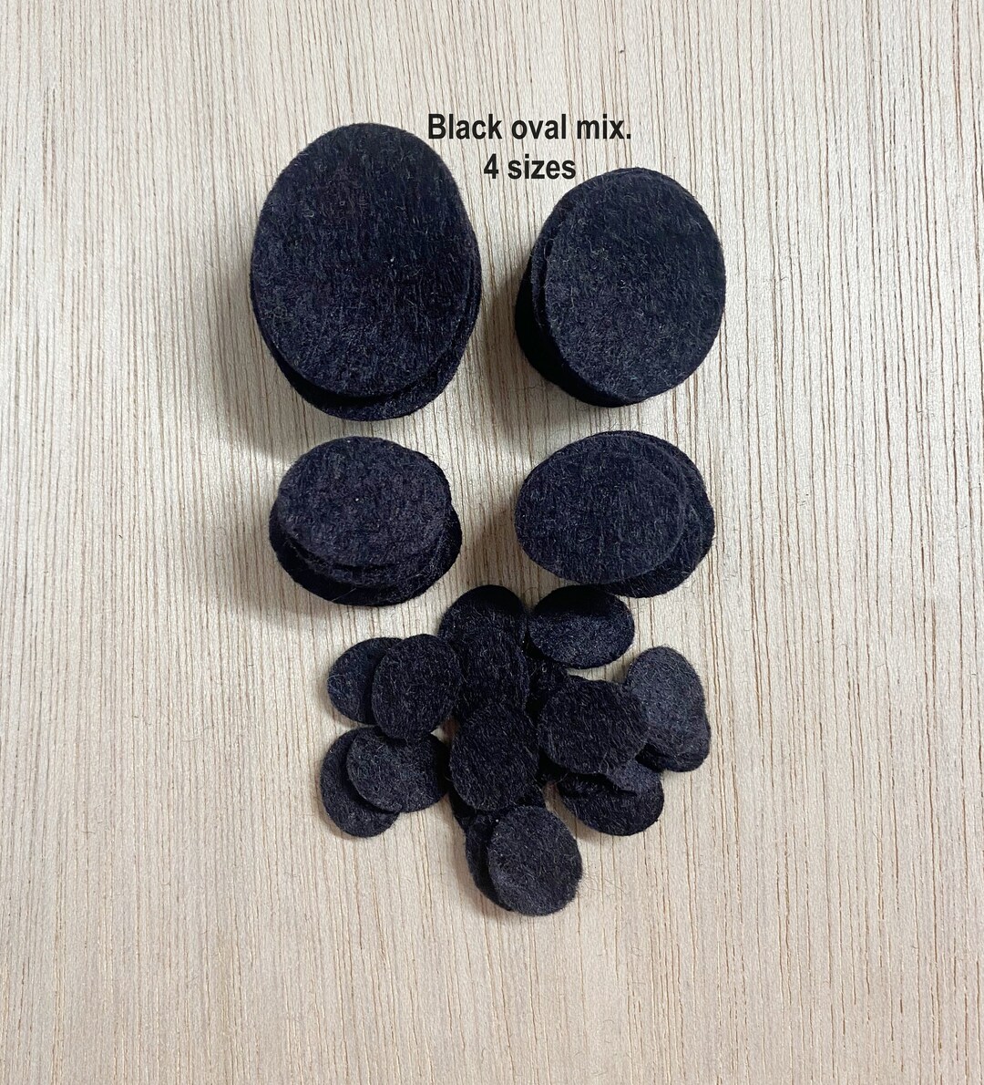 60 Black Oval Mix, Felt Ovals, Craft Supplies, Die Cut Ovals, Eyes for ...