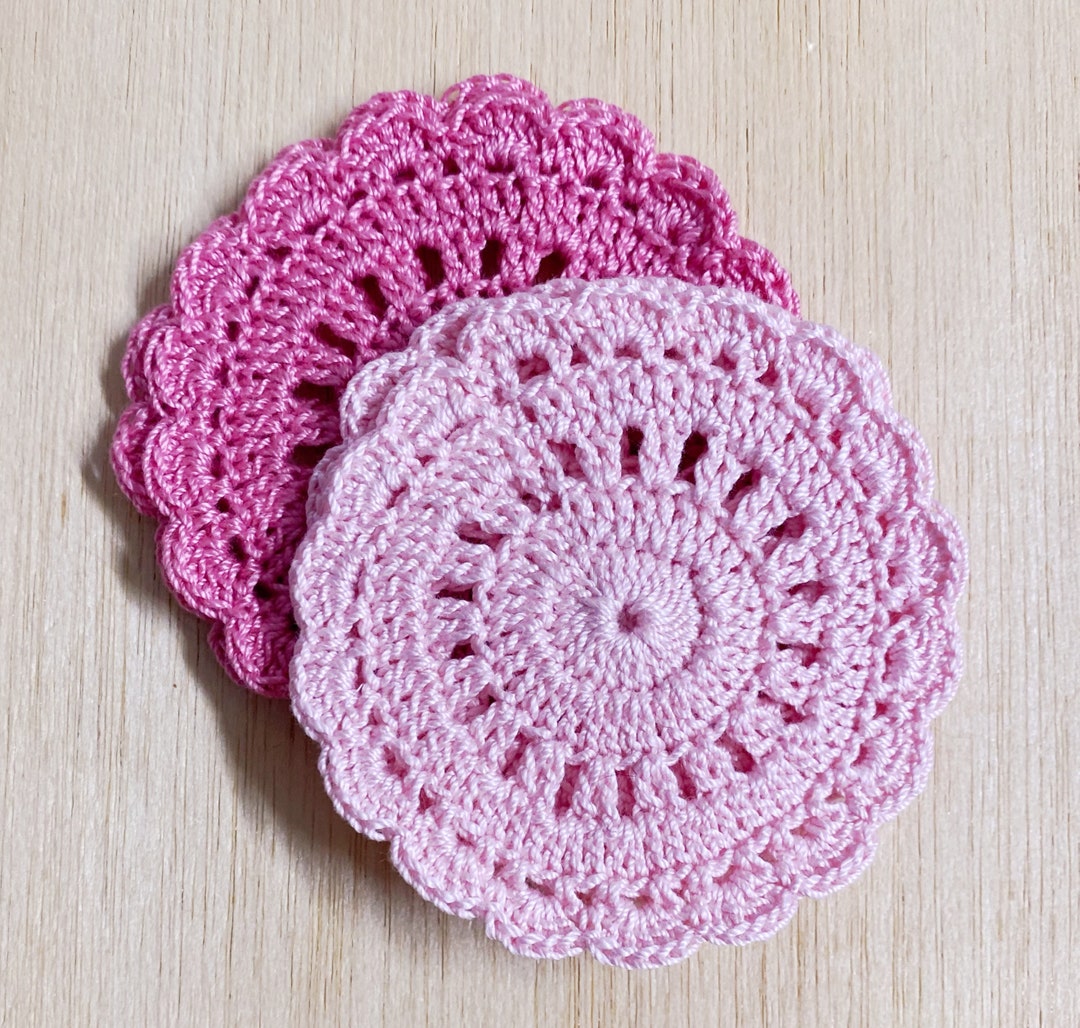3'' Pink Doilies, READY TO SHIP, Crochet, Cotton Thread, Handmade, 3 ...