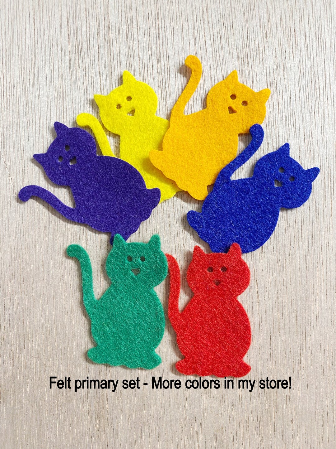 6 Felt Cats, Die Cut Cat, Primary Colors, Ready to Ship, Felt Board ...