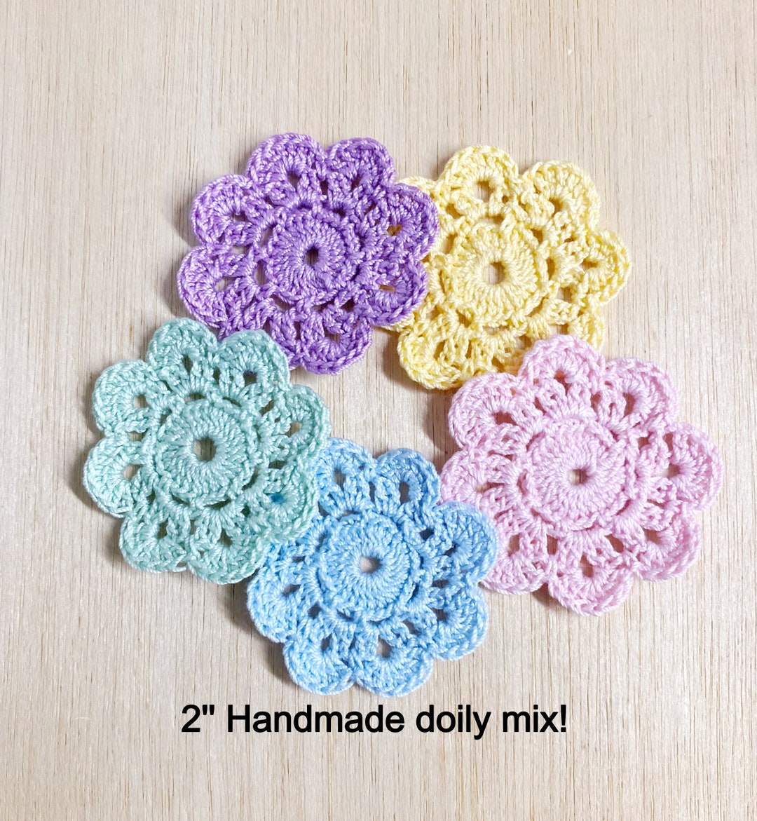 Crocheted Doilies, Mini Doily, Pastel Doilies, 2 Inch, Cotton Thread ...