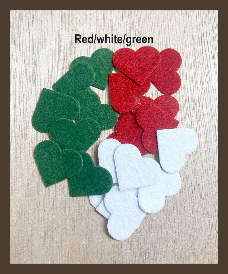 20 Small Felt Hearts Adhesive Back, Peel and Stick Felt, Red, White ...