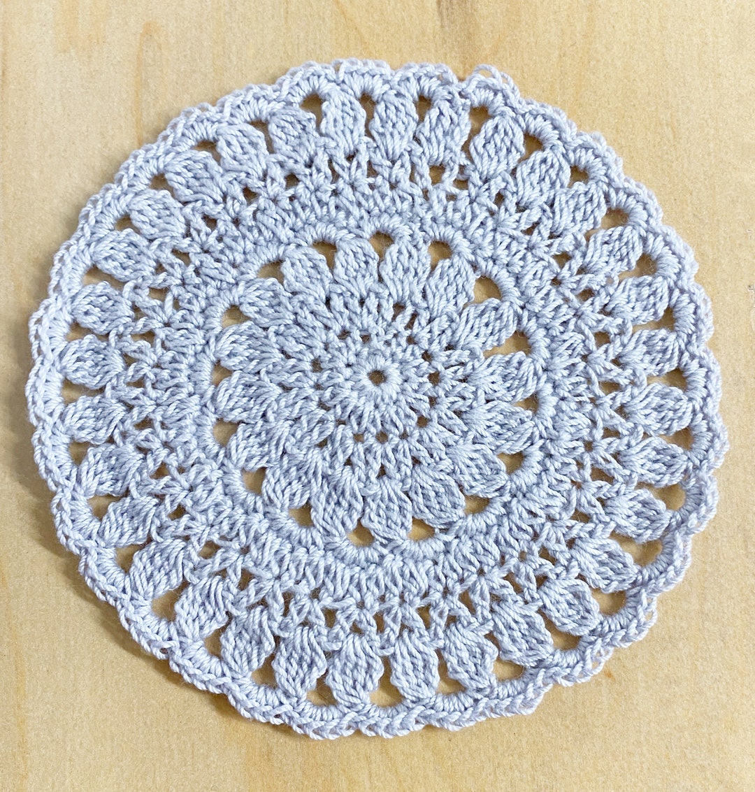1 Grey Crochet Doily, 4-1/4 Inches, Light Grey Coaster, Handmade ...