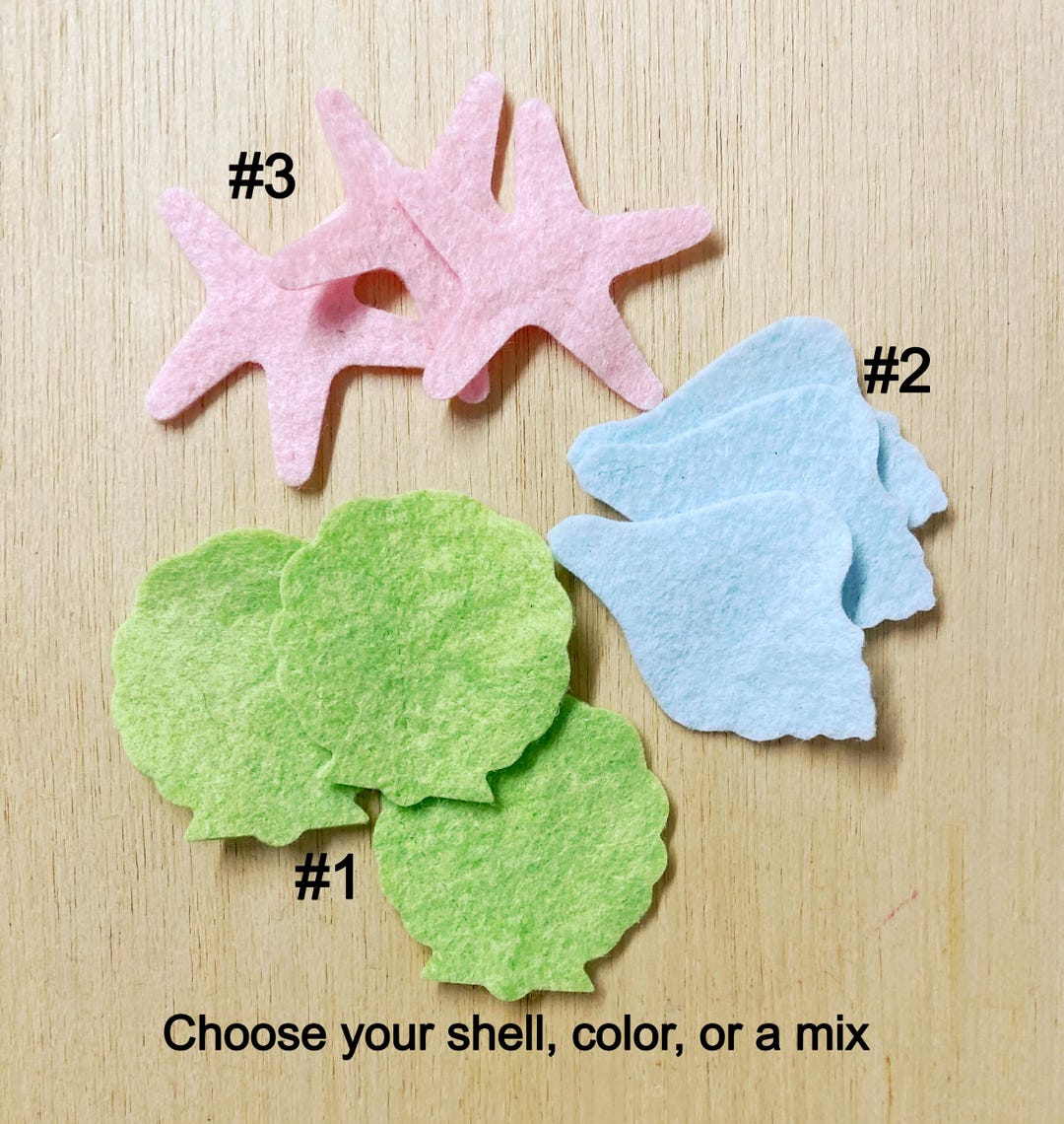 5 Felt Seashell, LARGE Shells, Die Cut Shapes, Sea Life Felt, Starfish ...