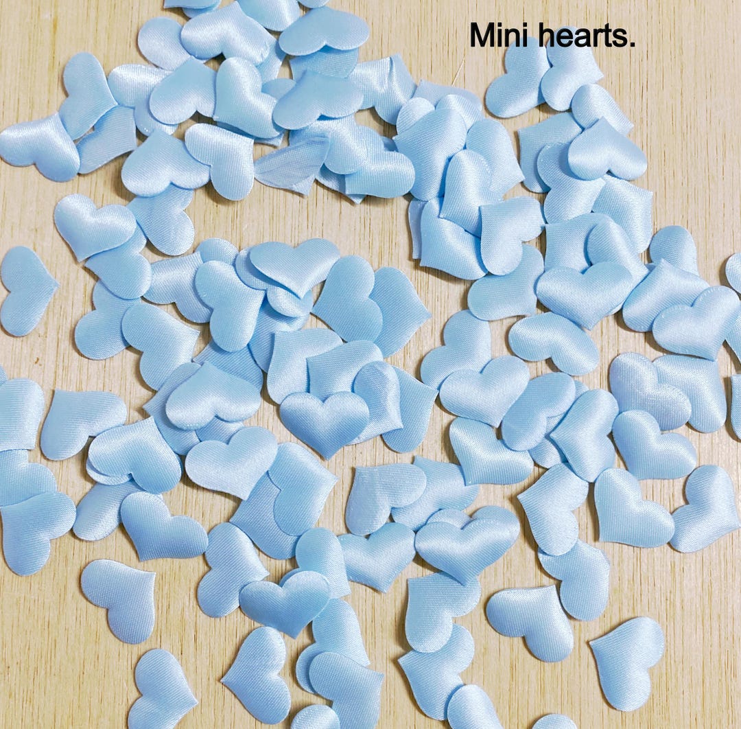 Blue Mini Hearts, Satin Hearts, Slightly Padded Hearts, Silky Hearts ...