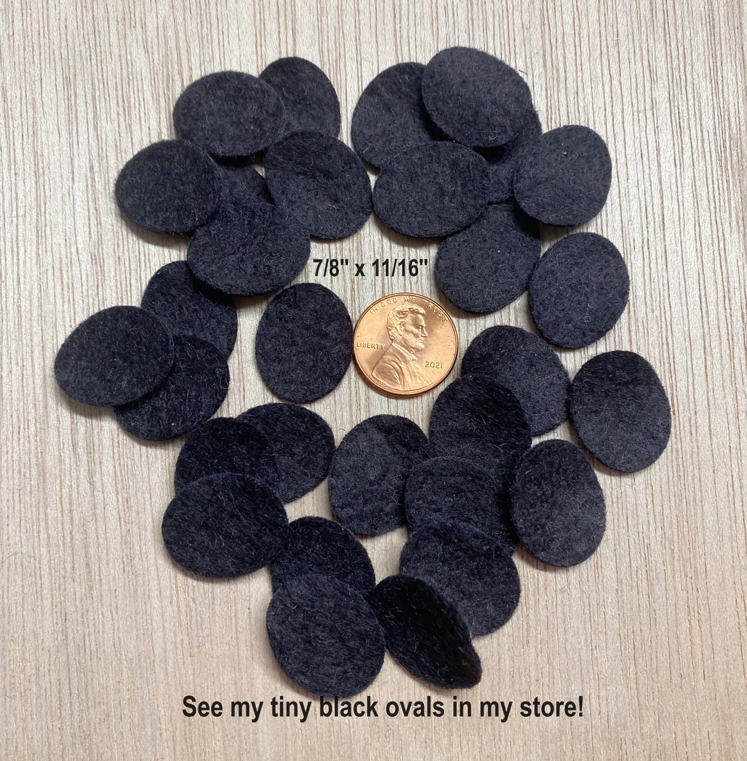 30 Black Oval, Felt Ovals, 7/8 X 11/16 Inches, Craft Supplies, Die Cut ...