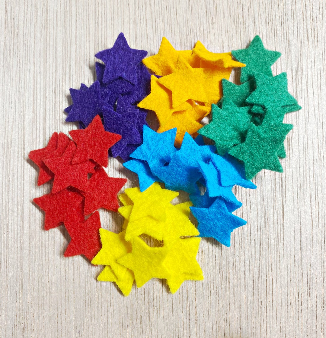54 Felt Star Mix, Mini, Small, Primary Color Stars, 3/4 Inch, Die Cut ...