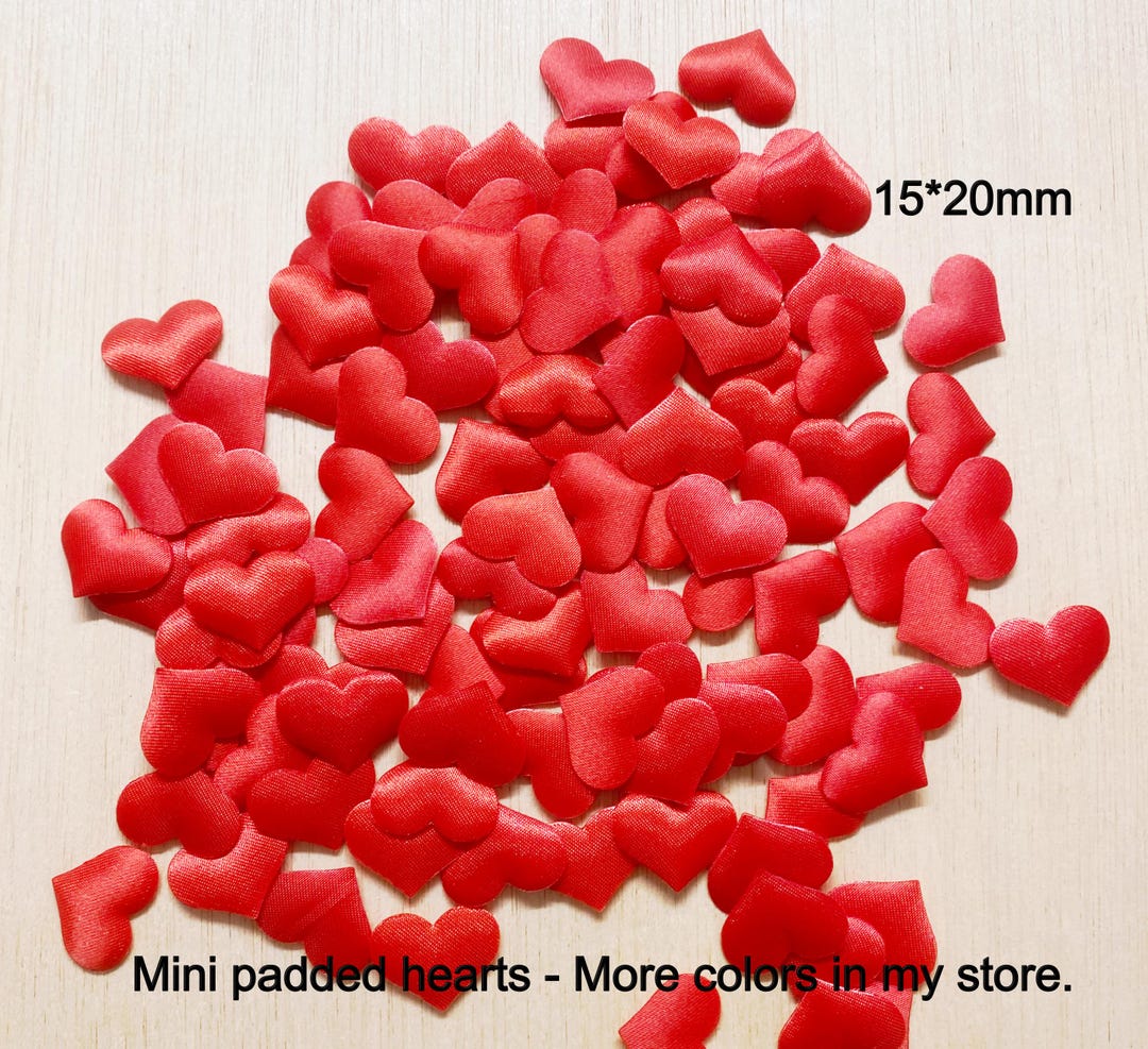 Red Mini Hearts, Slightly Padded Hearts, Red Silky Hearts, Baby Shower ...
