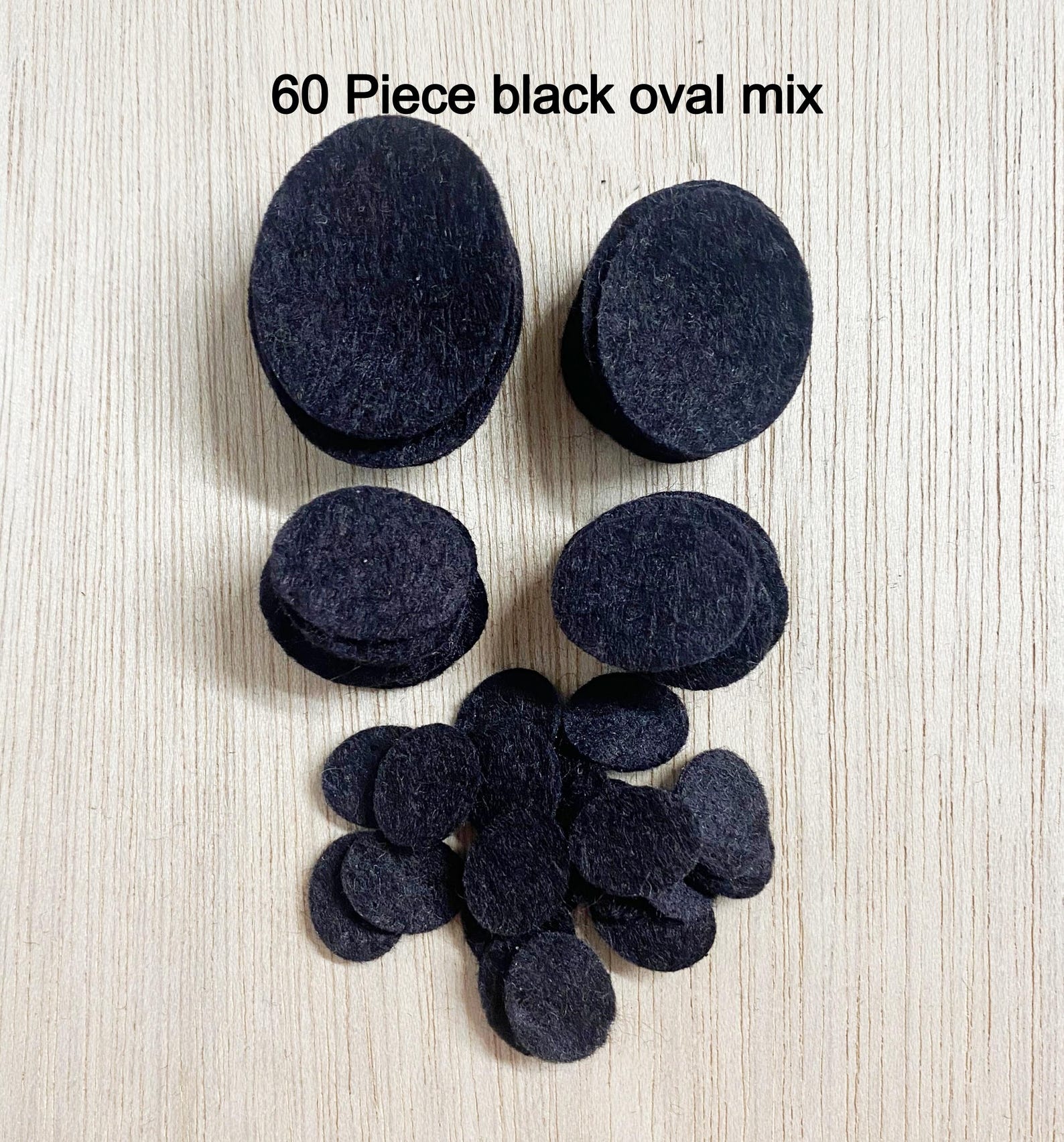 60 Black Oval Mix, Felt Ovals, Craft Supplies, Die Cut Ovals, Eyes for ...