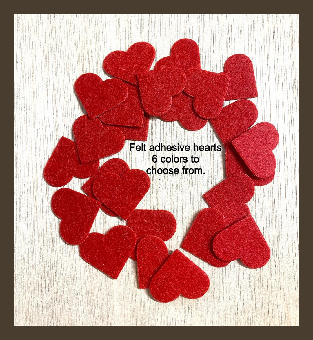 20 Small Felt Hearts Adhesive Back, Peel and Stick Felt, Red, White ...
