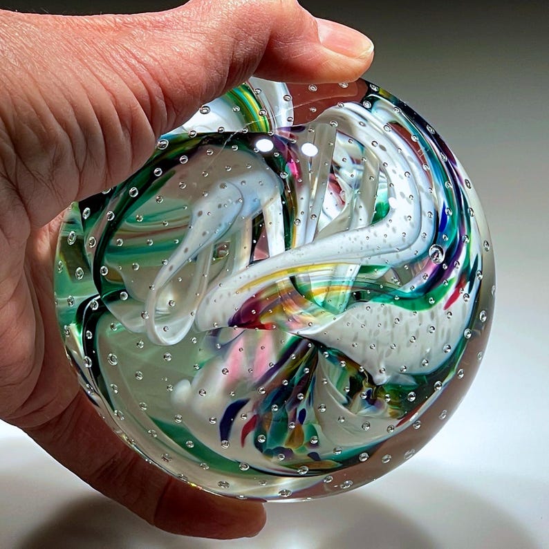 Beautiful Colorful Handblown Glass Paperweight - Etsy