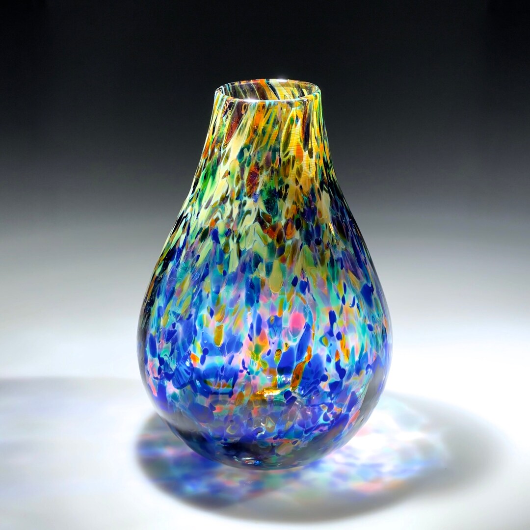 Pretty Little Cobalt Blue and Iris Gold Handblown Glass Vase - Etsy