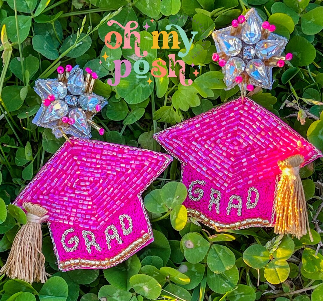Graduation Hat Beaded Earrings College Graduate Graduation Earrings ...