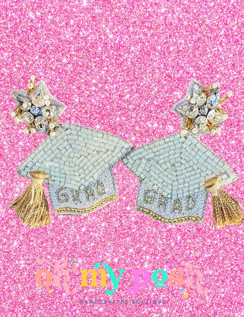 Graduation Hat Beaded Earrings | College Graduate | Graduation Earrings ...