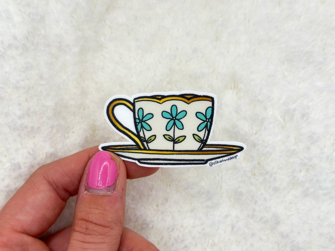 Floral Teacup Sticker | Kindle Sticker | Stickers for Laptop ...