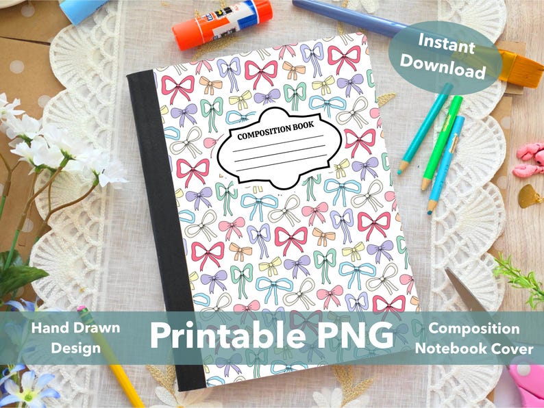 Printable Composition Notebook Cover PNG Back to School Junk Journal ...