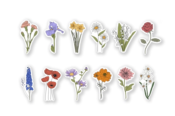 Birth Month Flower Stickers CUSTOM PACK Flower Stickers for - Etsy