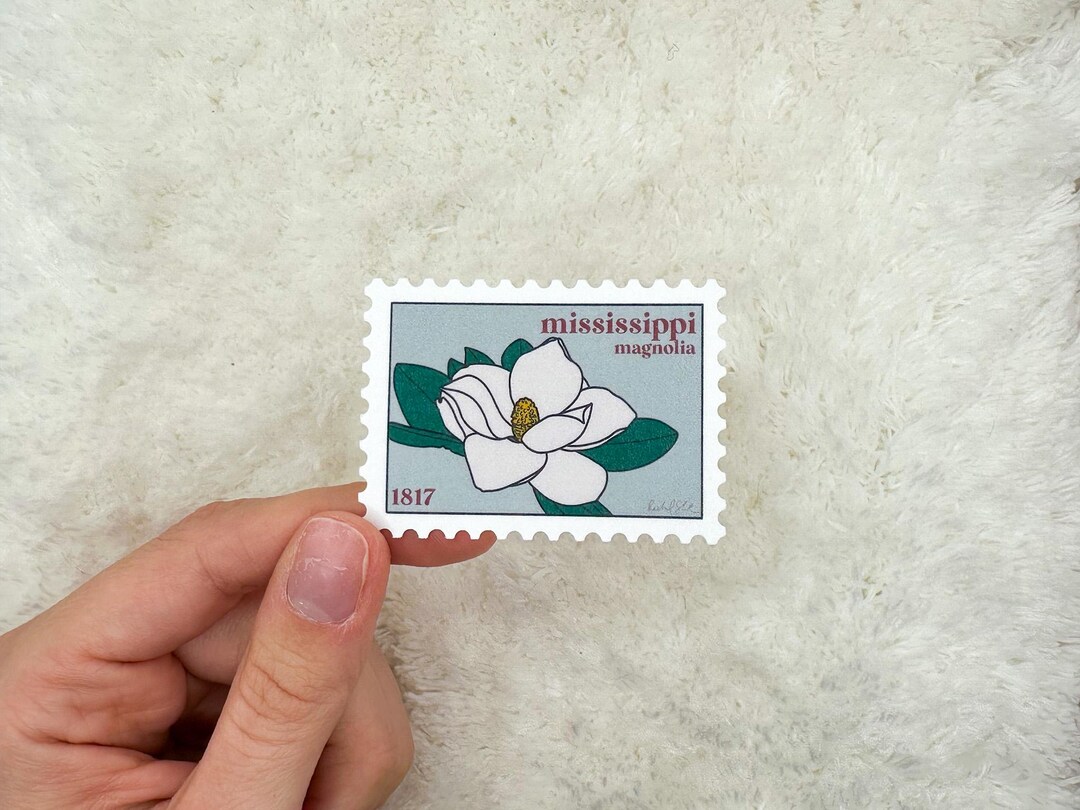 Mississippi Magnolia Stamp Sticker | Kindle Sticker | Bottle Stickers ...