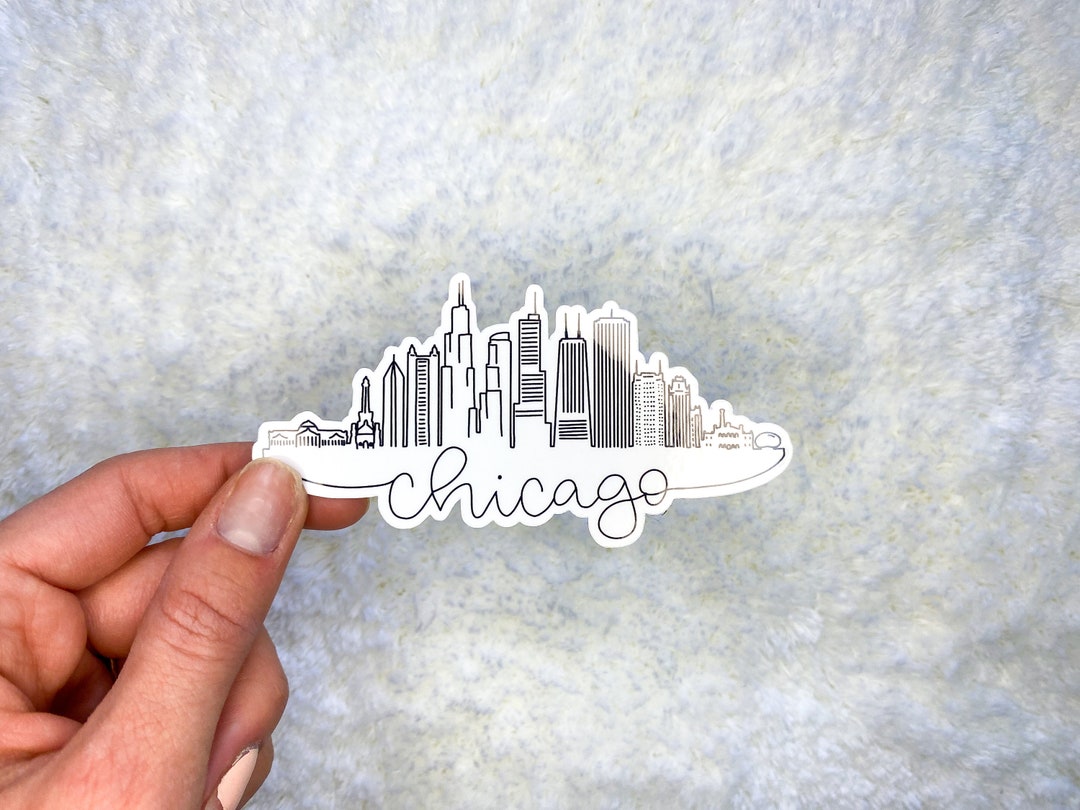 Chicago Skyline Sticker | Chicago Cityscape Sticker | Vinyl Sticker ...