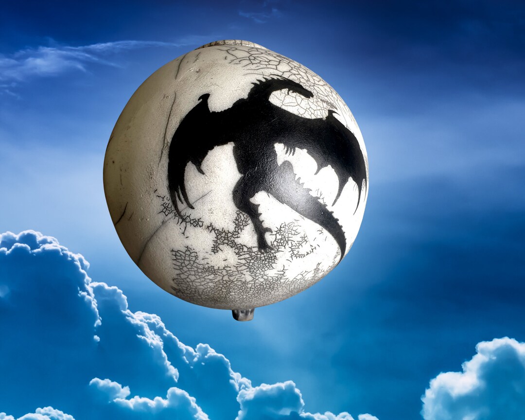 Dragon Moon Urn, Dragon Silhouette, Dragon Urn, Cremation Urn, Raku Urn ...