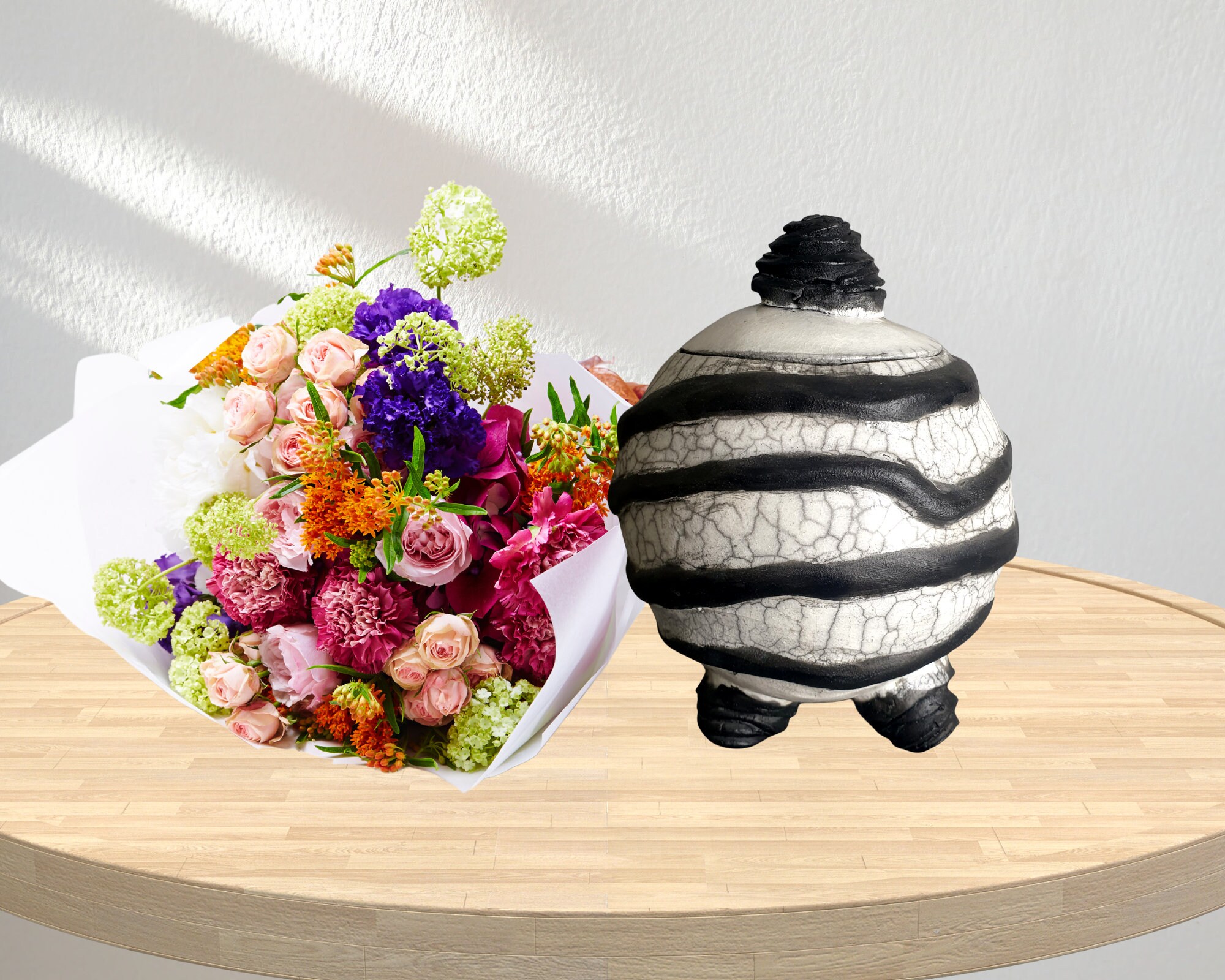 Twirl and Whorl Raku Urn, Cremation Urn, Raky Urn, White Lily Urns ...