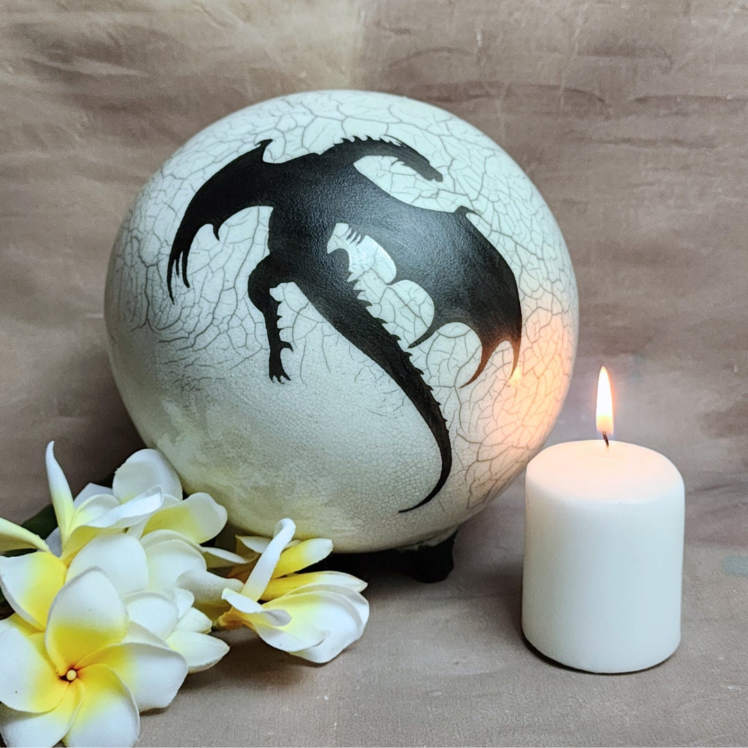 Dragon Moon Urn, Dragon Silhouette, Dragon Urn, Cremation Urn, Raku Urn ...