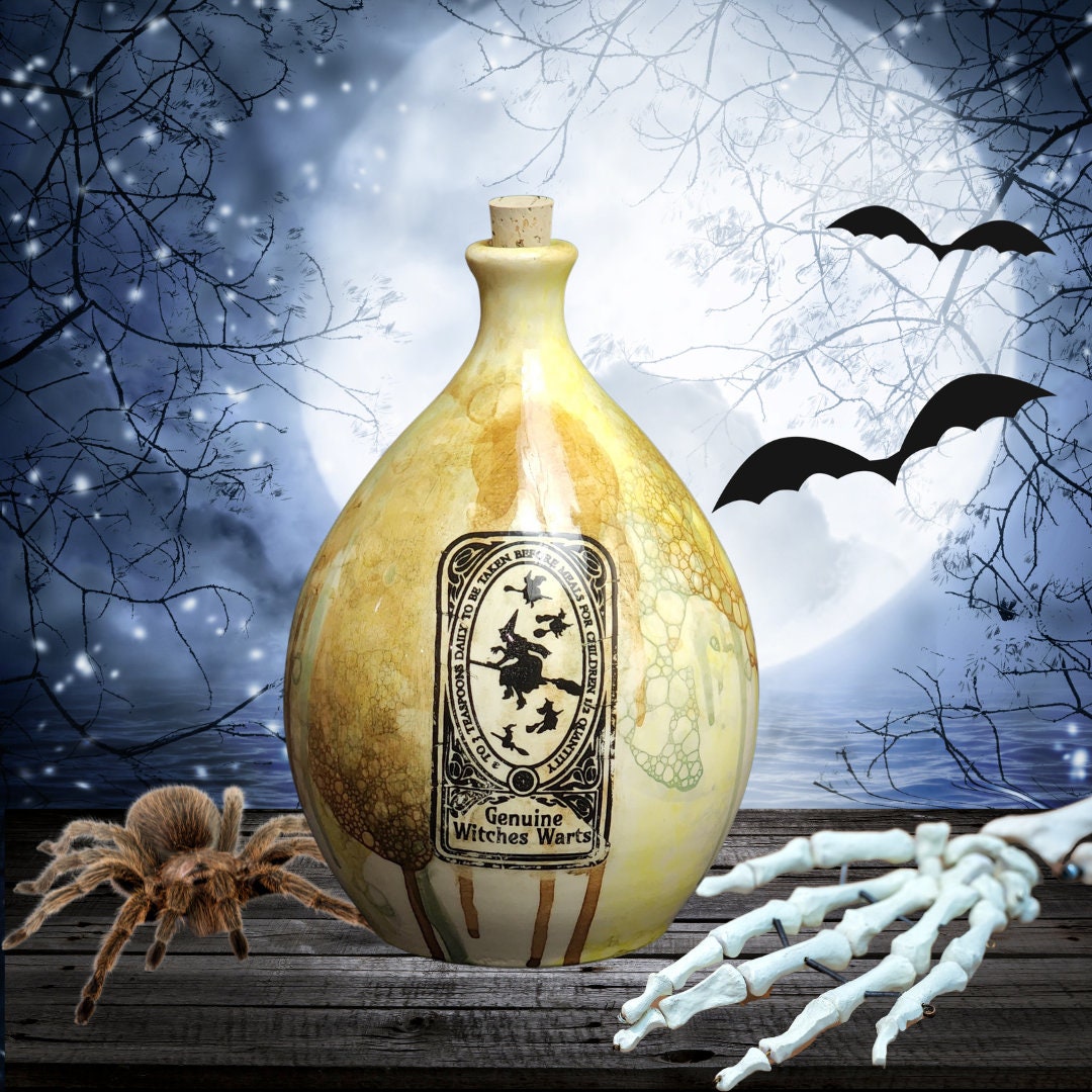 Potion Bottle, Genuine Witches Warts, Ceramic Magic Potion Bottle ...