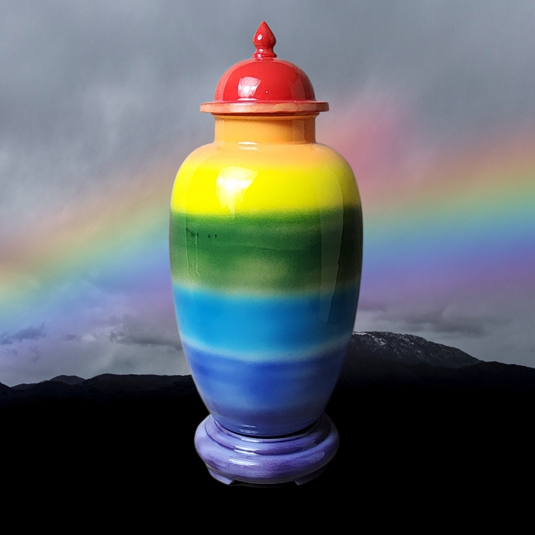 Cremation Urn, Urn for Ashes, Rainbow Urn, Blue Urn, Multicolored ...