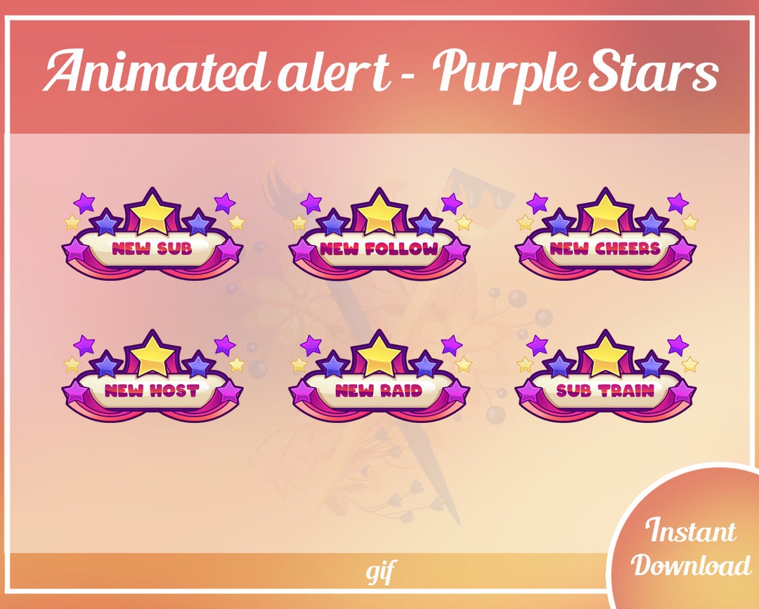 X6 Animated Alerts Purple Stars for Twitch Streamer - Etsy