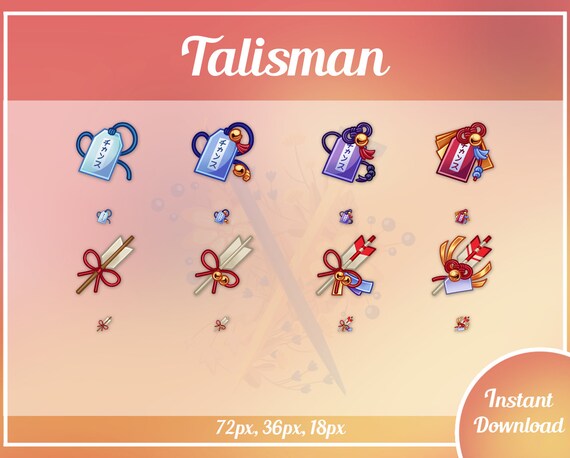 8x Premade Cute Japanese Talisman Sub Bit Badges Twitch & - Etsy