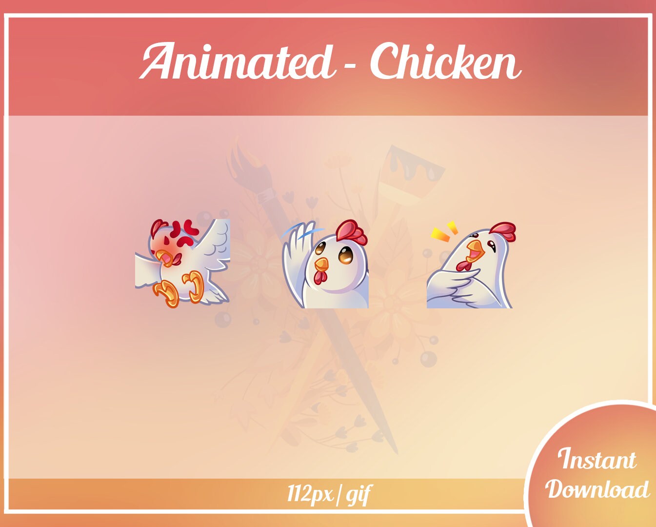 3x Animated Cute White Chicken Sub Bit Emotes Twitch & Discord - Etsy